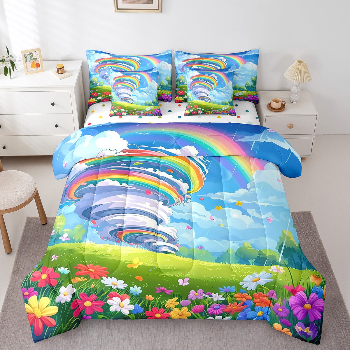 Erosebridal Cartoon Tornado Bedding Sets Queen with Comforter, Colorful ...