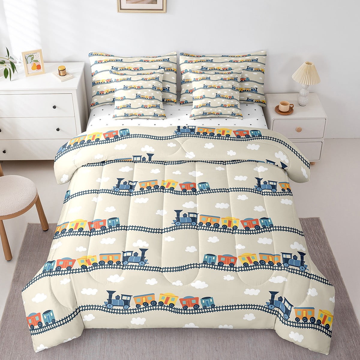 Erosebridal Cartoon Train Bed in a Bag King size, Railway Bed Set ...