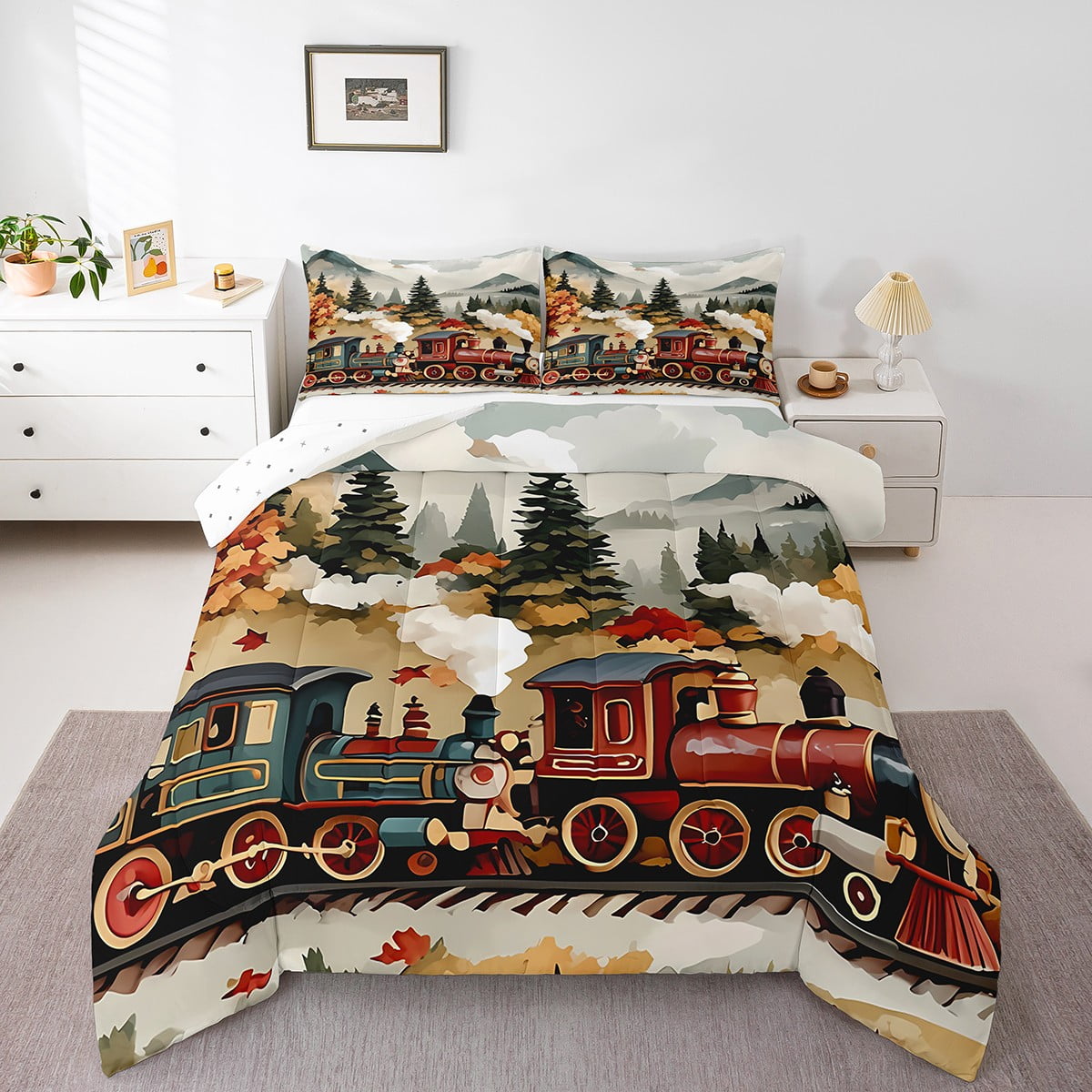 Erosebridal Cartoon Train Comforter Sets,Railway Railroad Comforters ...