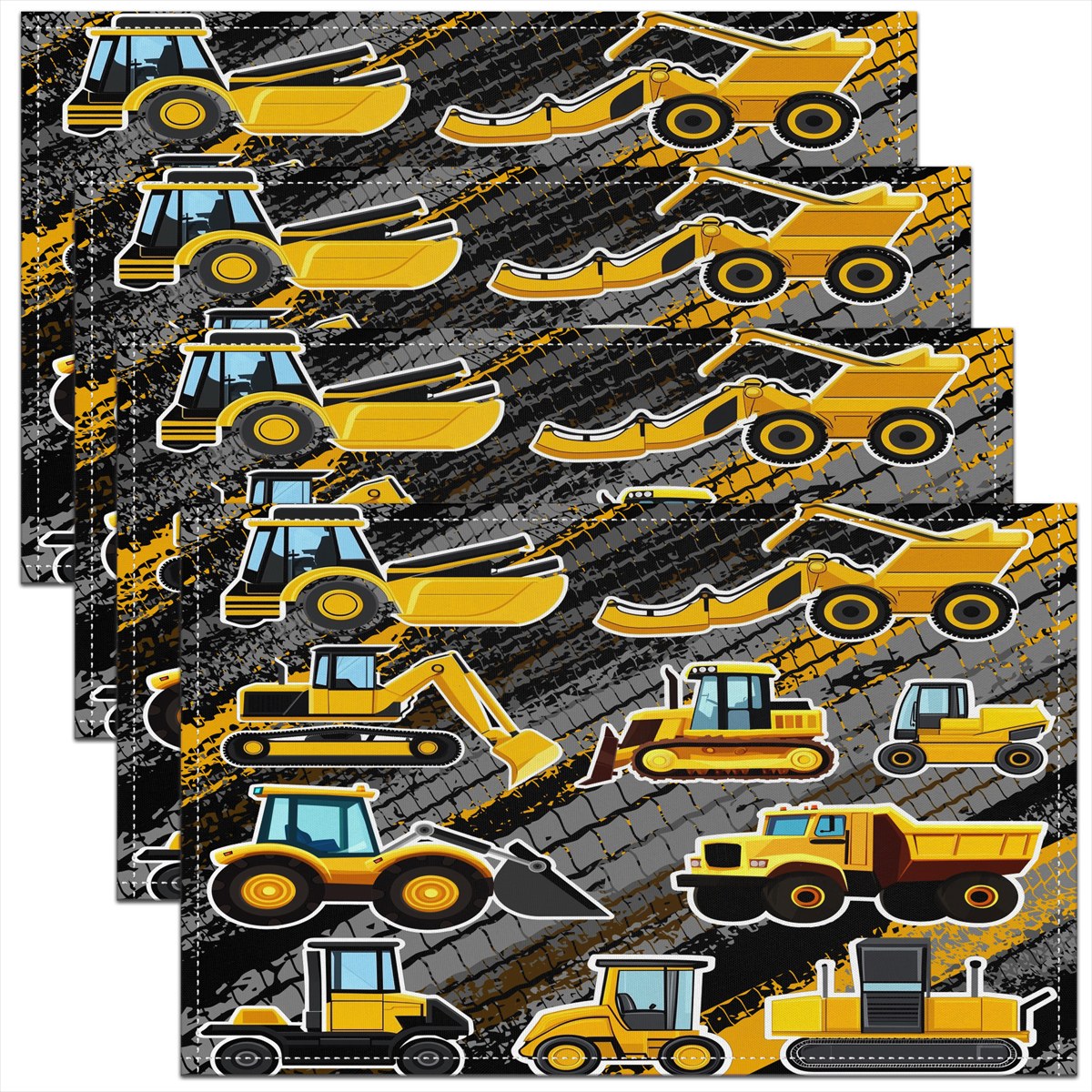 Erosebridal Cartoon Truck Place Mats Set of 4 for in Door Dinning ...