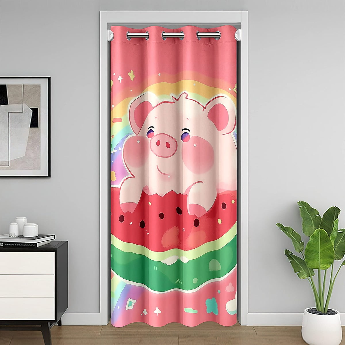 Erosebridal Cartoonn Pig Door Curtain For Door Window 80"x52",Rainbow ...