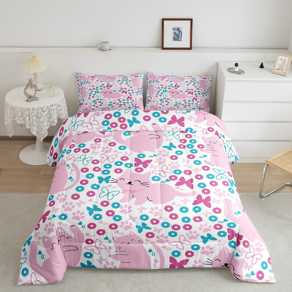 Erosebridal Cat Kitten Bedding Sets Queen with Comforter, Pet Lover ...