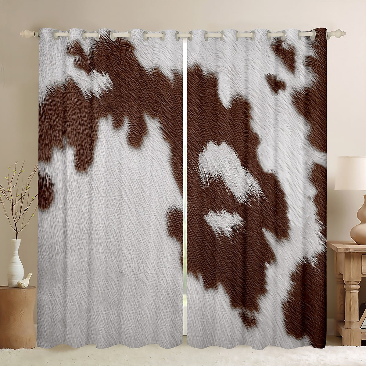 Erosebridal Cattle Print Curtains for Living Room (42Wx84L),Animal Cow ...