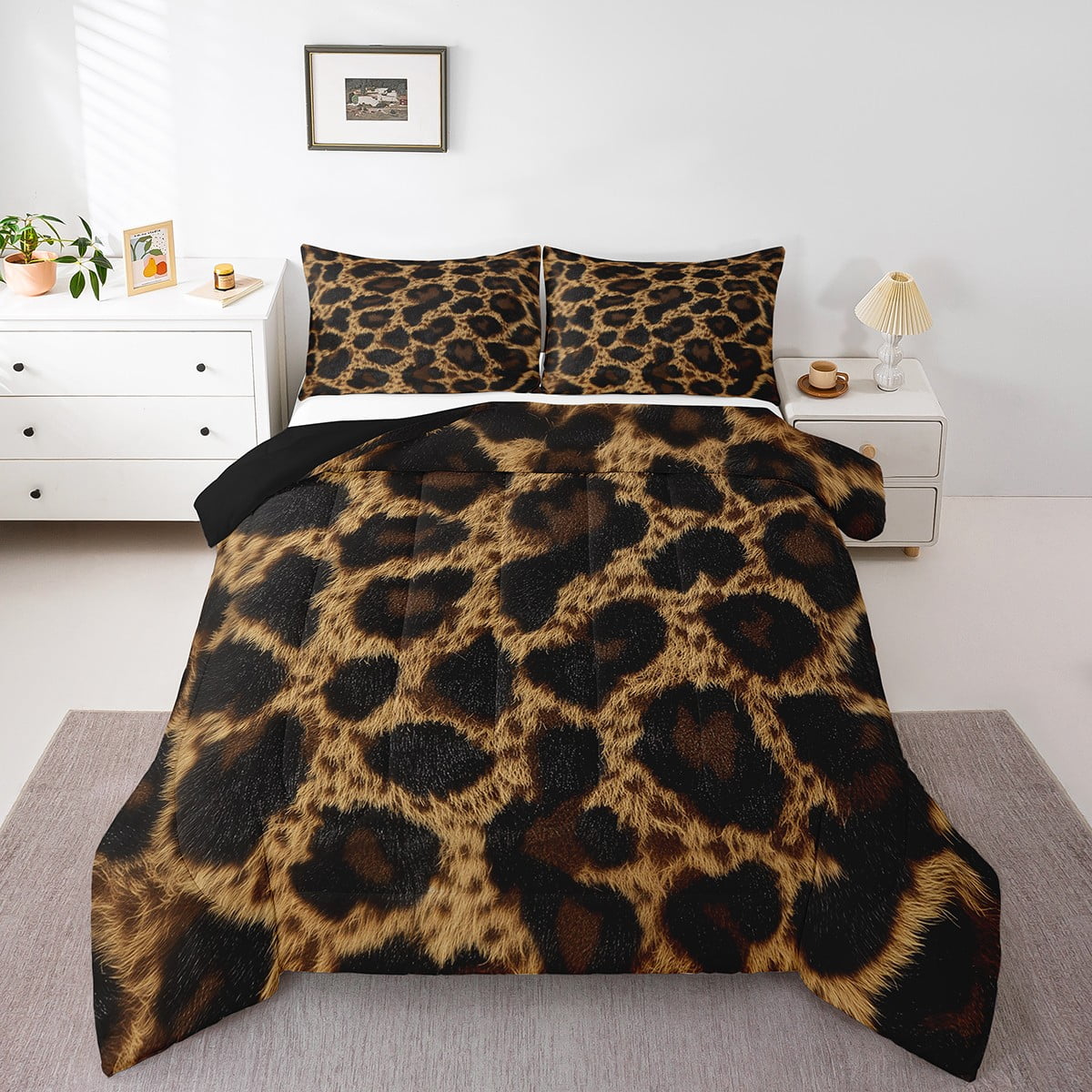 Erosebridal Cheetah Leopard Print Bedding Twin Comforter Set,Jungle ...