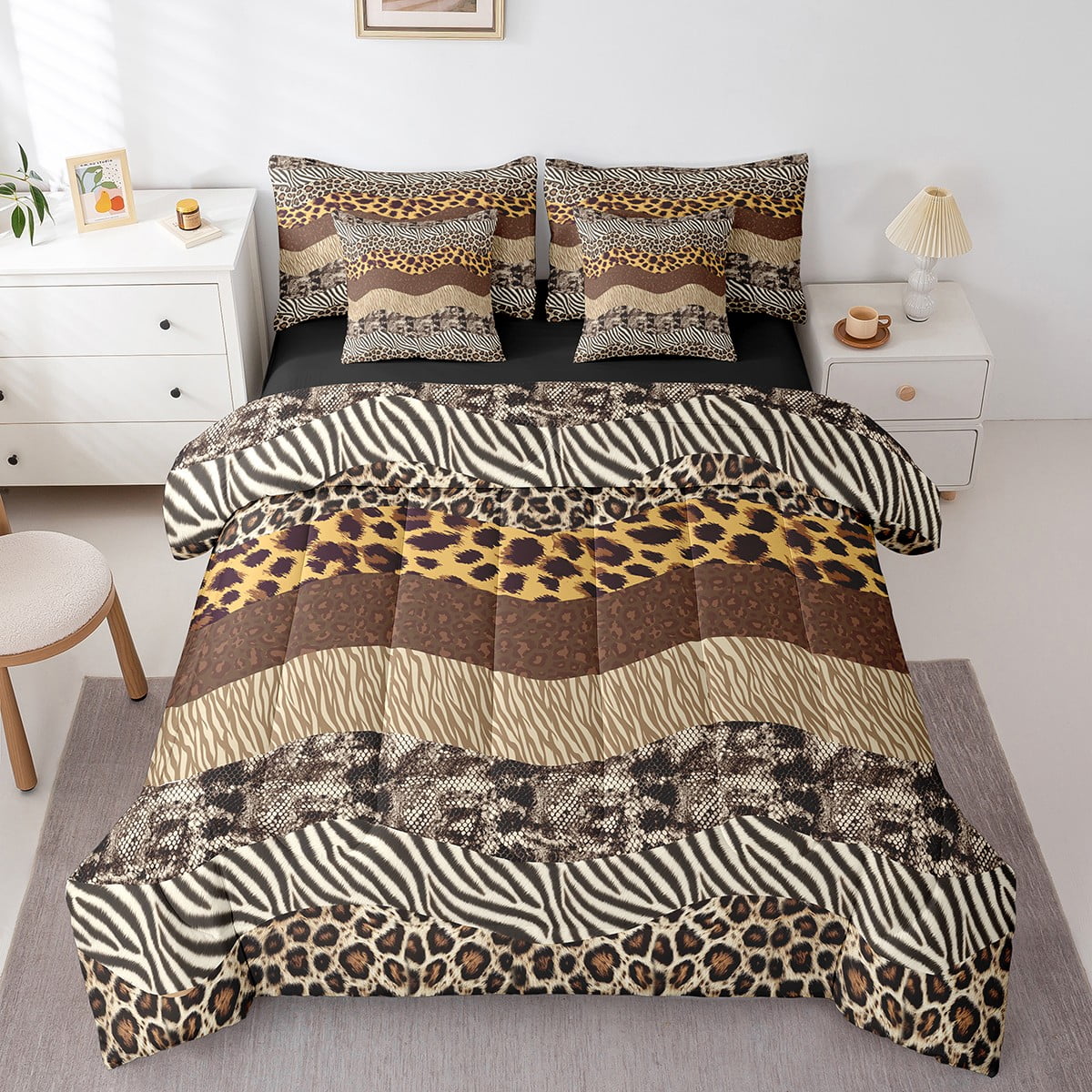 Erosebridal Cheetah Print Bed in a Bag King size,Animal Print Bedding ...