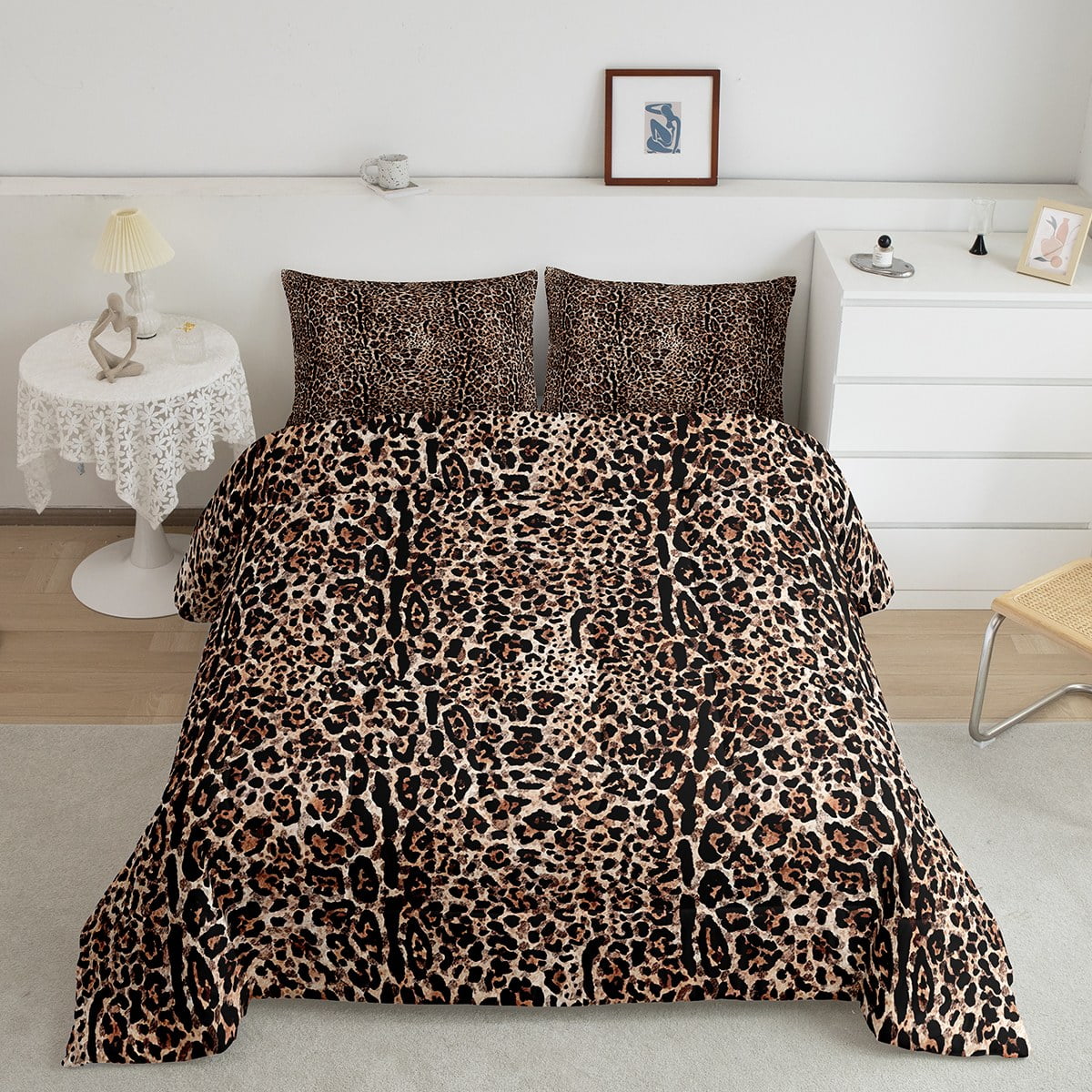 Erosebridal Cheetah Print Bedding Full Comforter Set, Brown Down ...