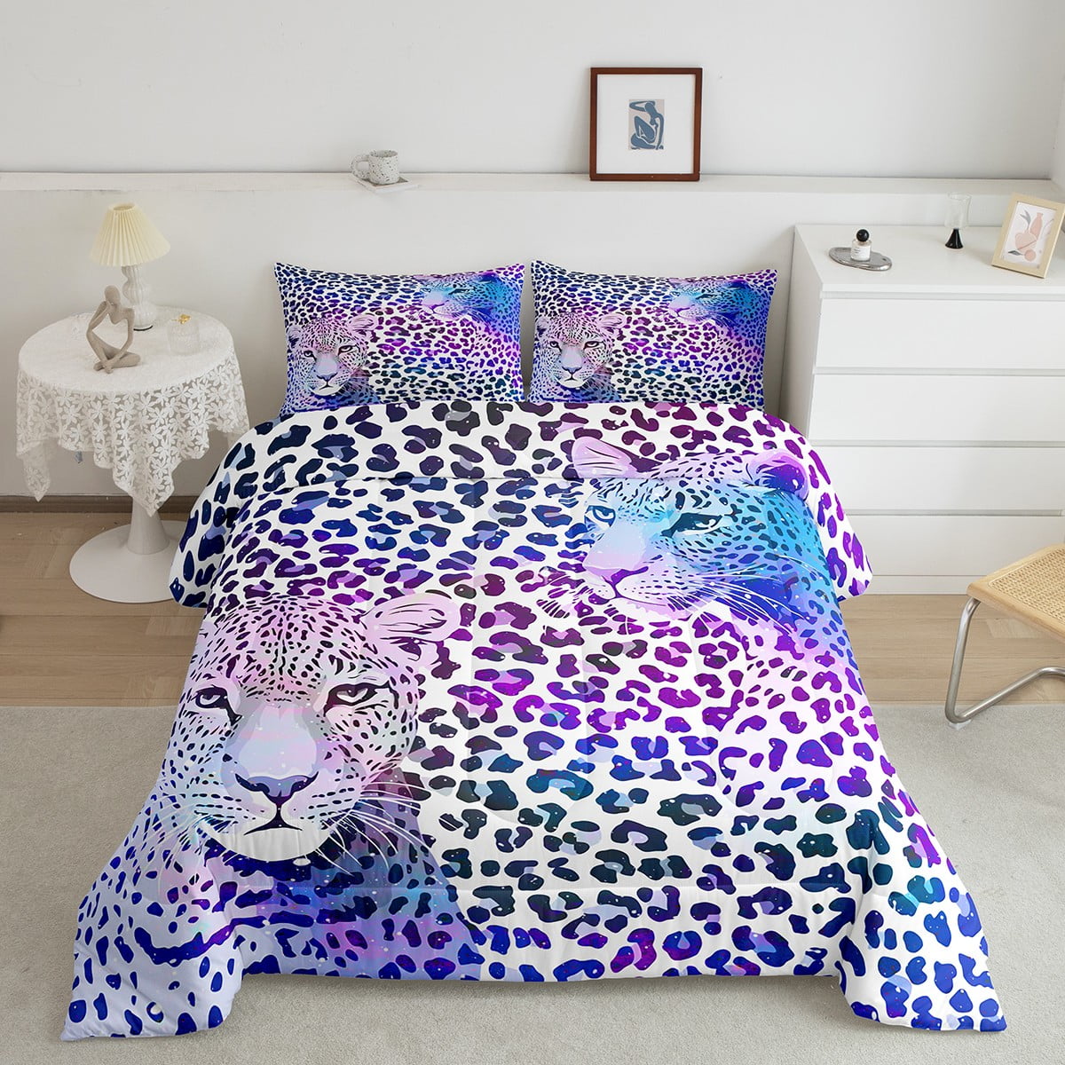 Erosebridal Cheetah Print Bedding Sets Full with Comforter, Purple ...