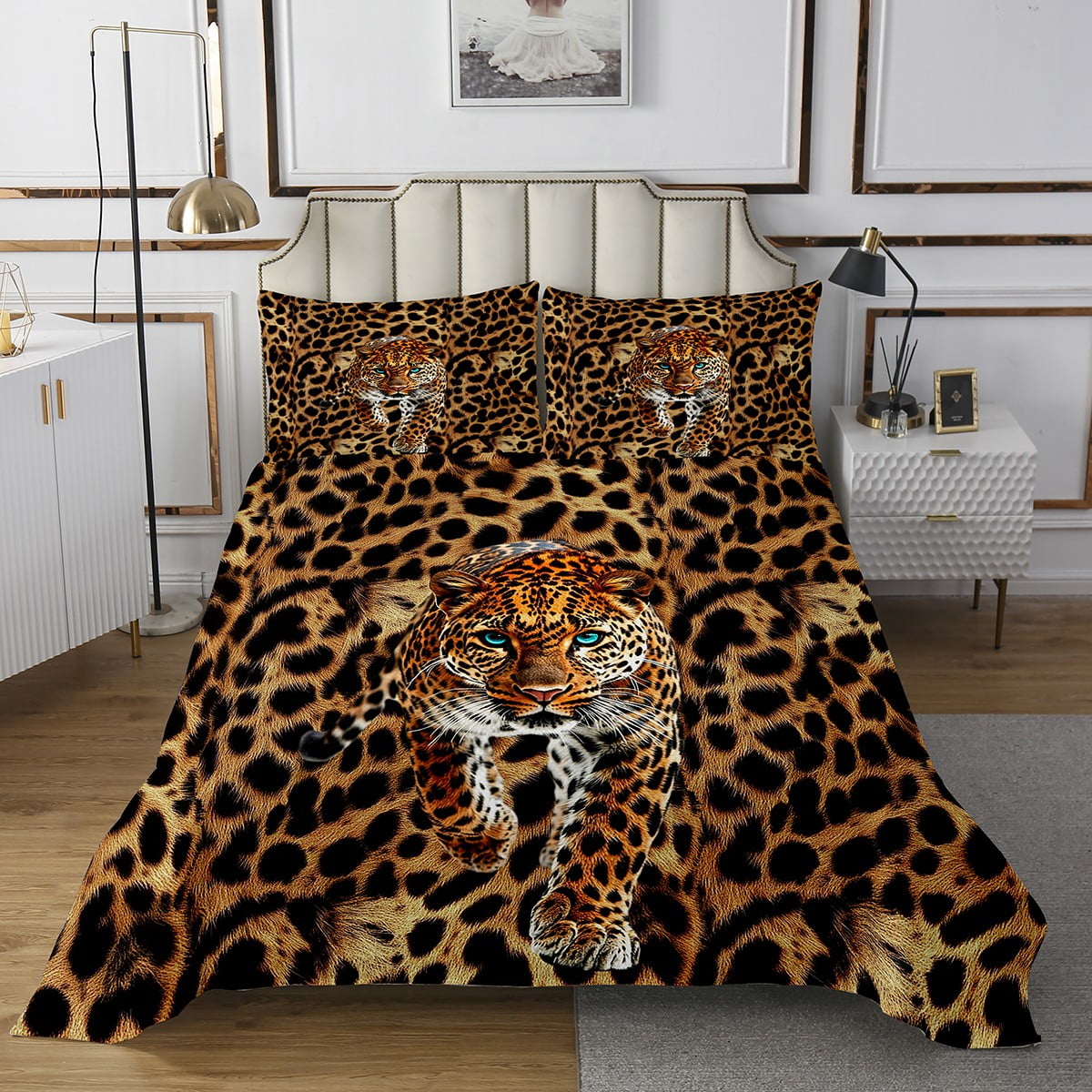 Erosebridal Cheetah Quilt Sets for Queen Size Bed,Leopard Print Bed Set ...