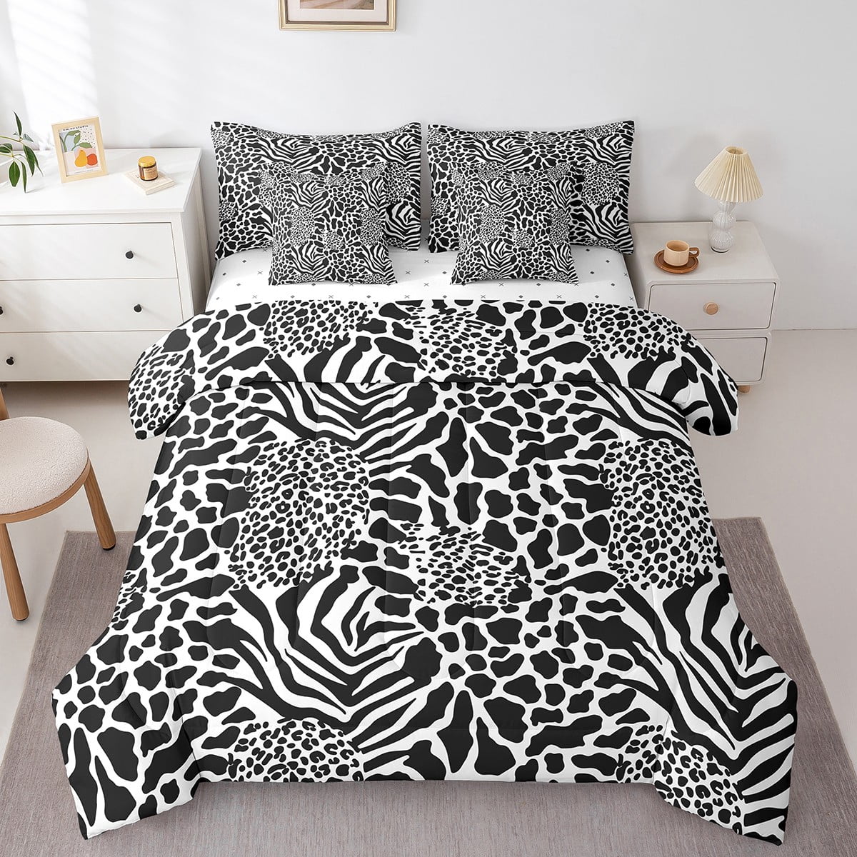 Erosebridal Cheetah Zebra Print Bed in a Bag Full size,Cow Print Bed ...