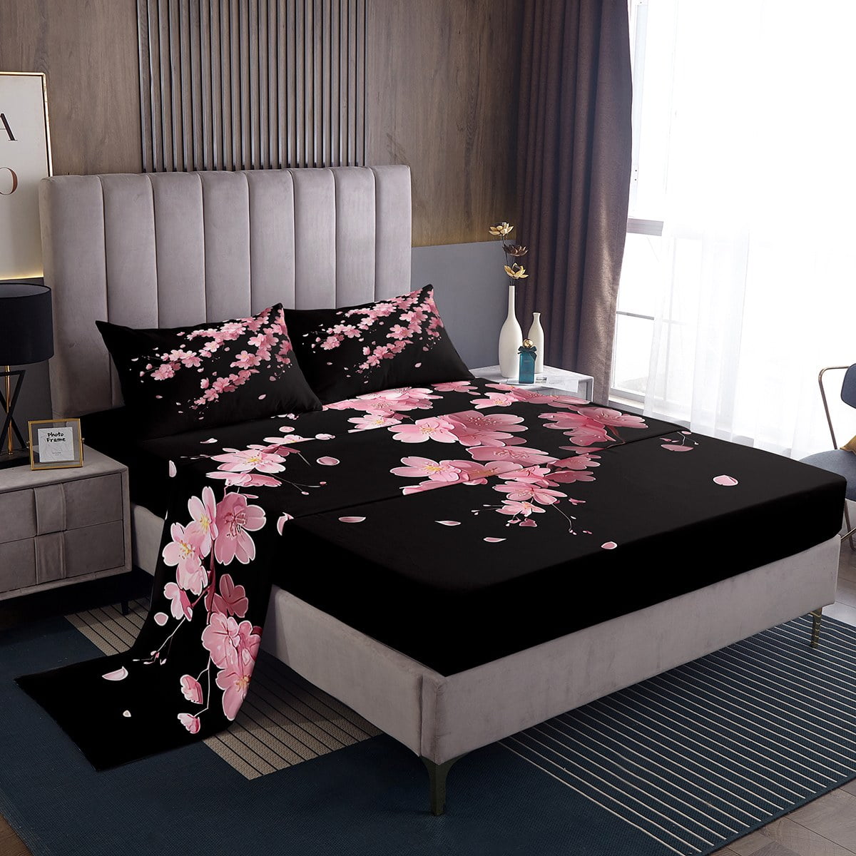 Erosebridal Cherry Blossom Bed Sheets Set Queen Size,Pink Sakura ...