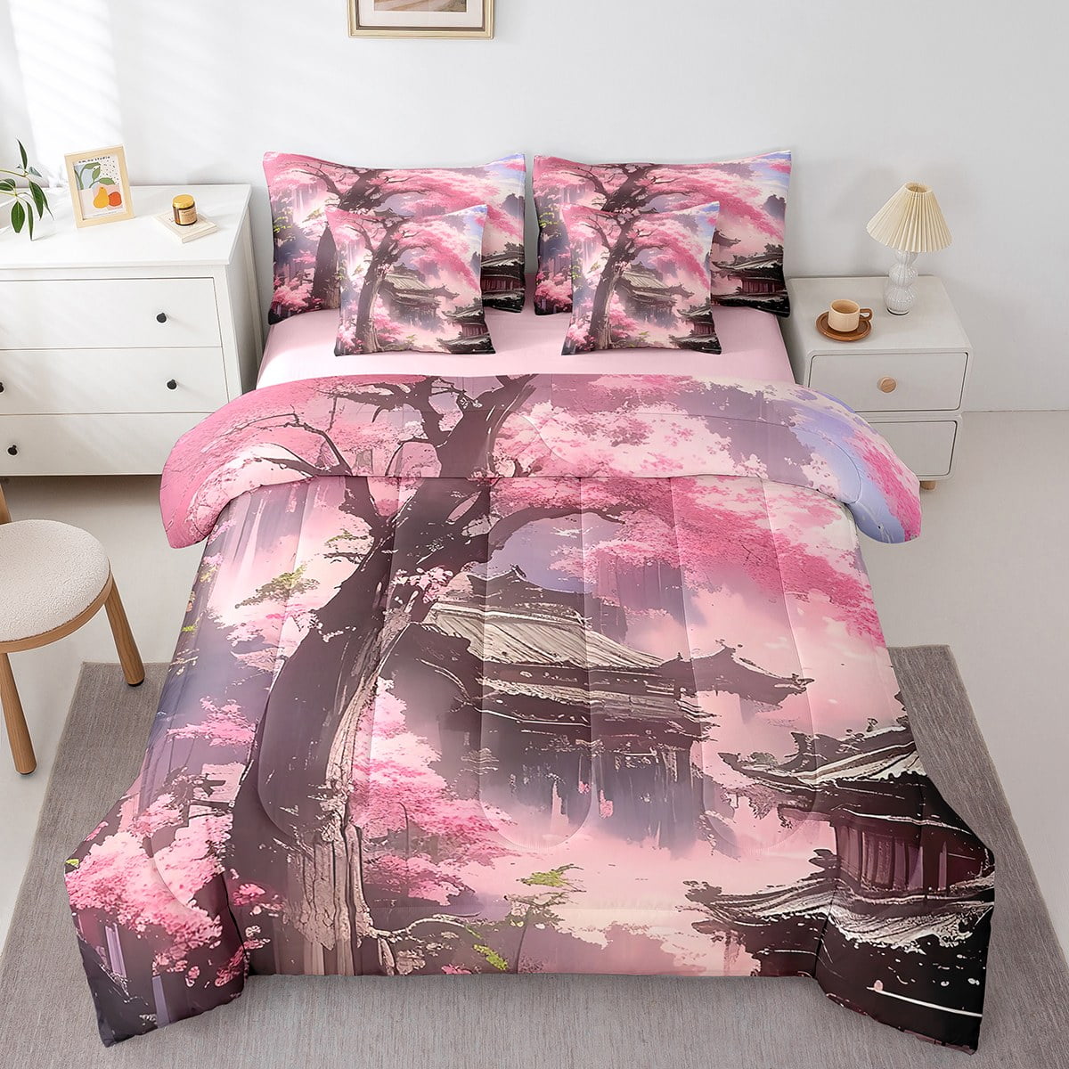 Erosebridal Cherry Blossom Bedding Sets King Size,Tree Branches Bed in ...