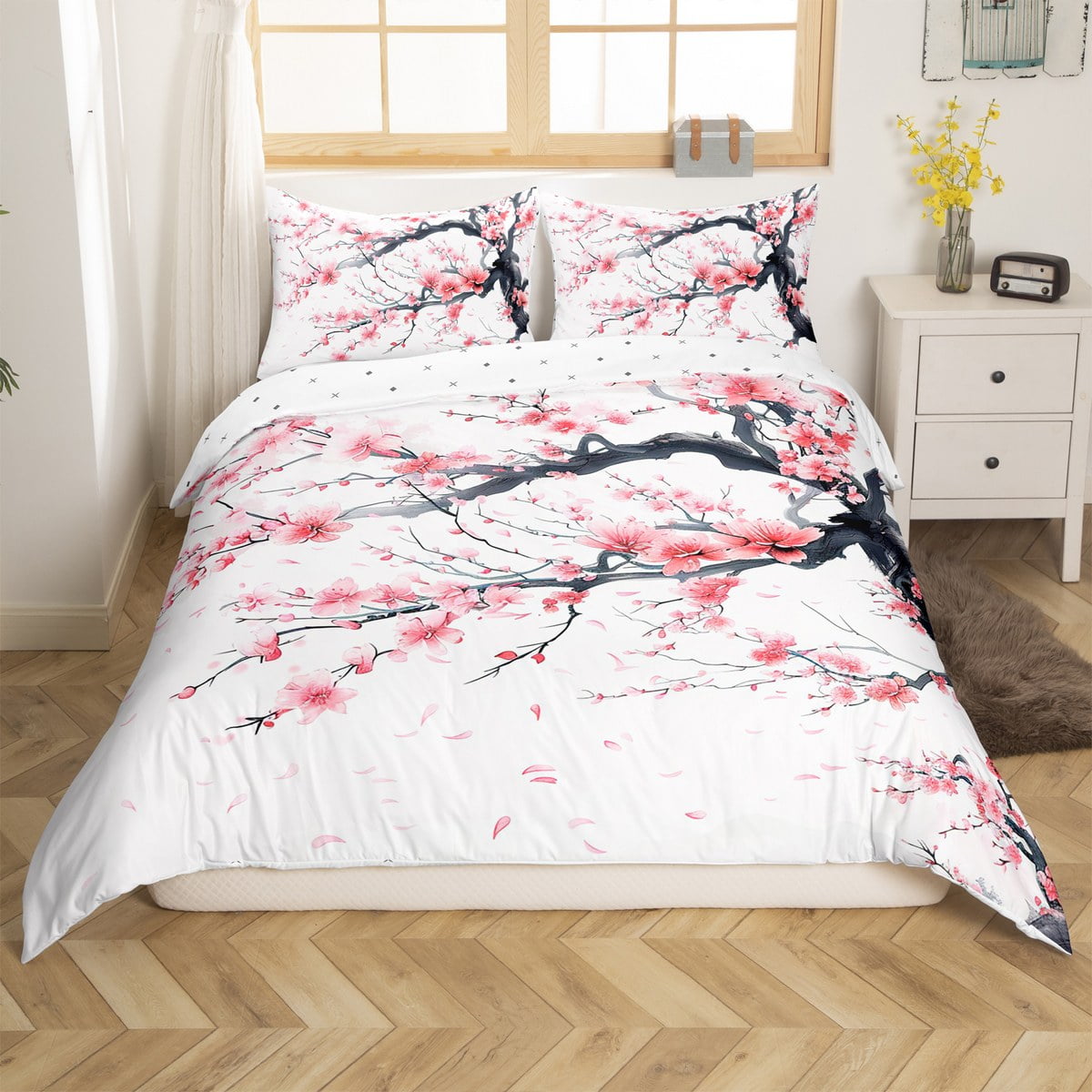 Erosebridal Cherry Blossom Duvet Cover Full,Tree Branches Comforter ...