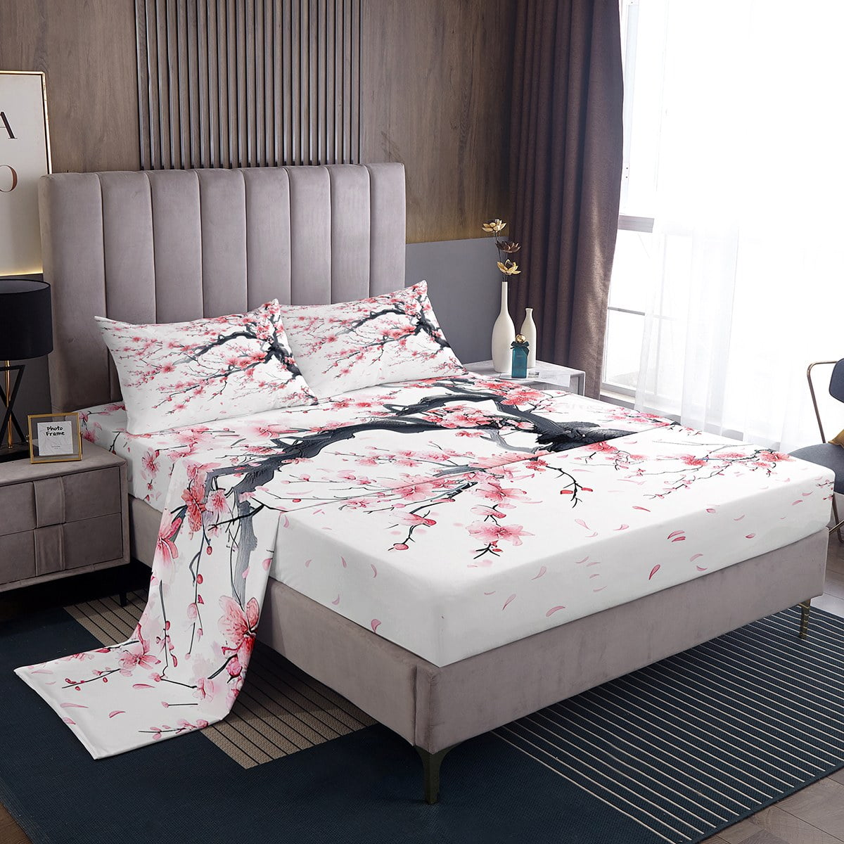 Erosebridal Cherry Blossom Sheet Set Twin,Tree Branches Bedding Sets ...