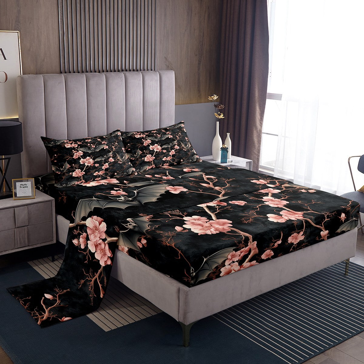 Erosebridal Cherry Blossoms Bed Sheets Set Queen Size, Vintage Flower ...