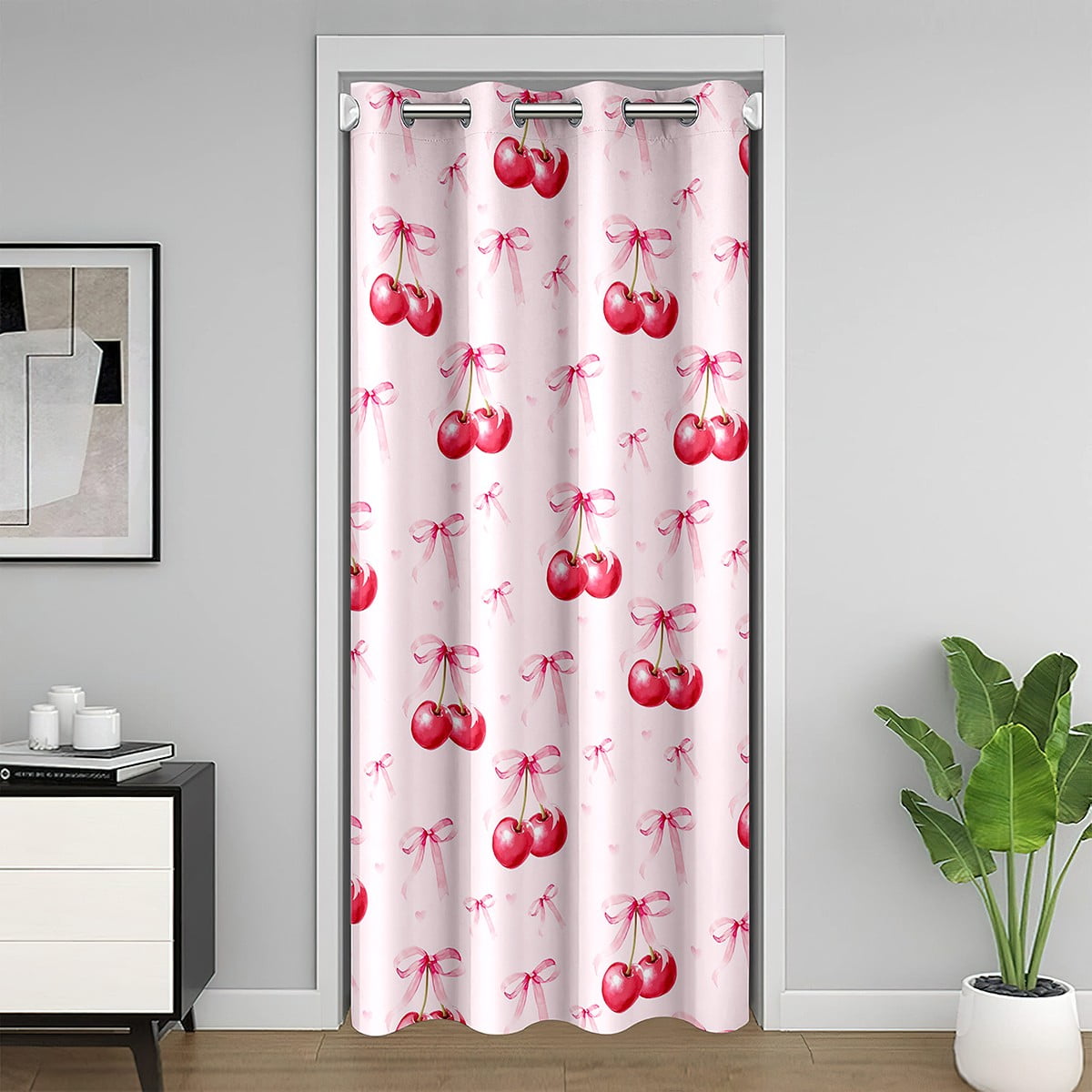 Erosebridal Cherry Ribbon Door Curtain Panel 52x80, Kawaii Princess ...