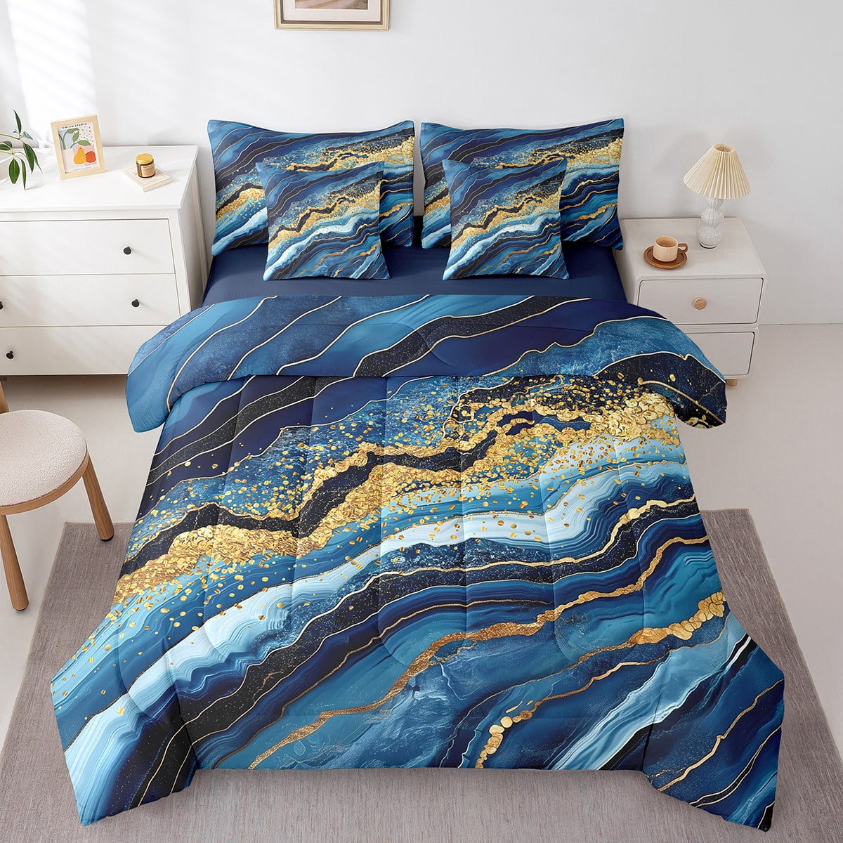 Erosebridal Chic Abstract Bedding Full Size, Marble Ombre Bed Set ...