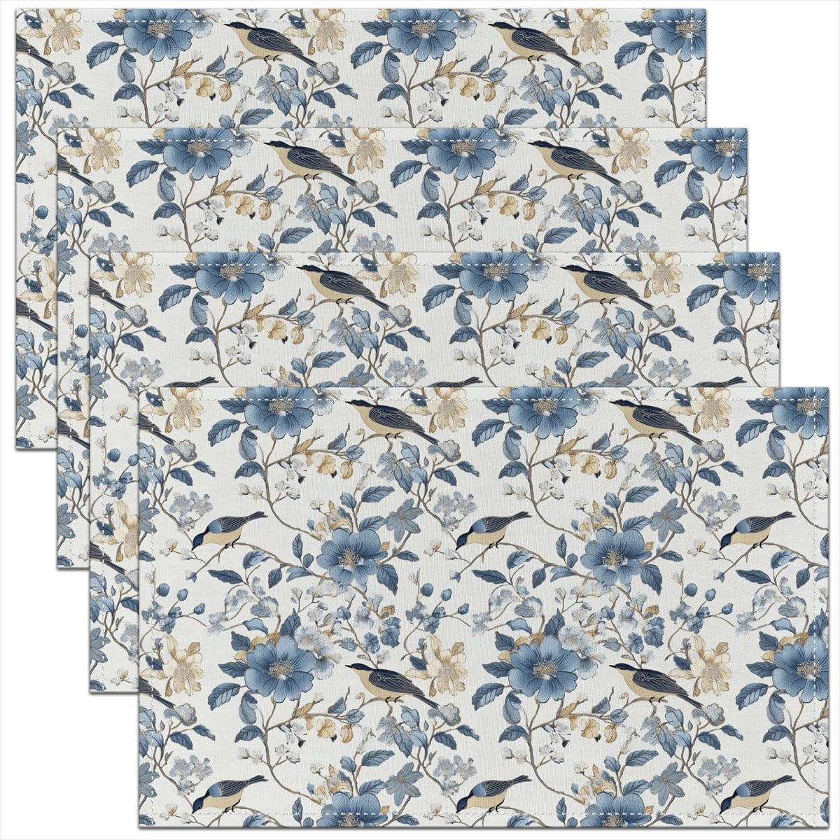 Erosebridal Chic Bird Print Place Mats Set of 4 for in Door Dinning ...
