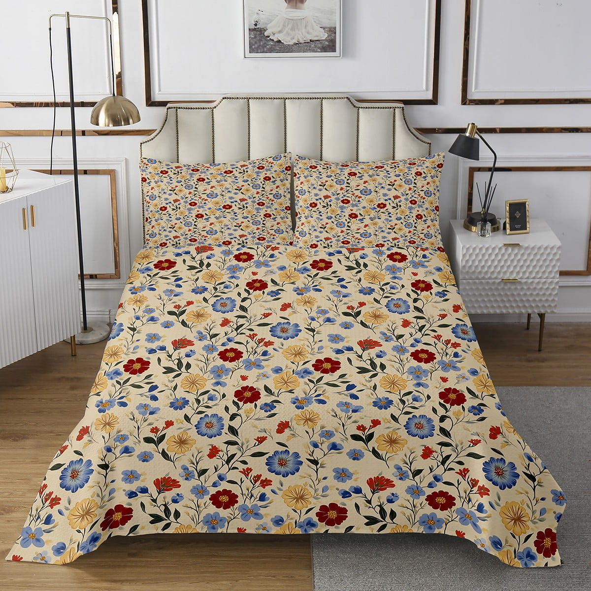 Erosebridal Chic Floral Quilt Sets for Queen Size Bed,Spring Blossoms ...