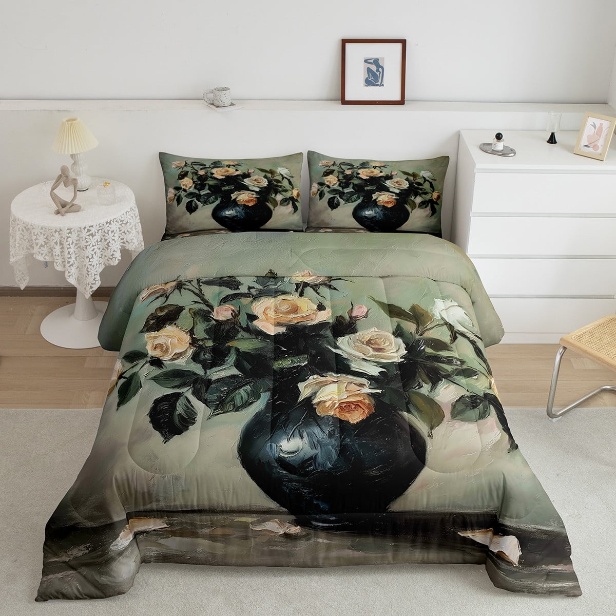 Erosebridal Chic Flower Bedding Sets Full with Comforter, Oil Painting ...