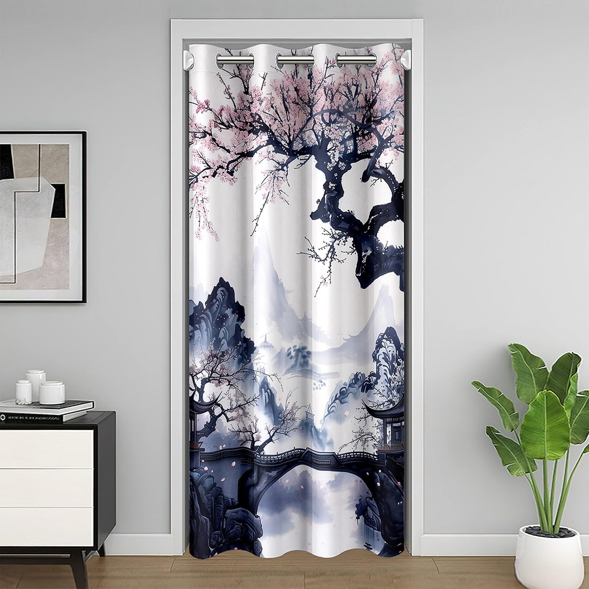 Erosebridal Chic Flower Door Curtain For Door Window 80"x52",Floral ...