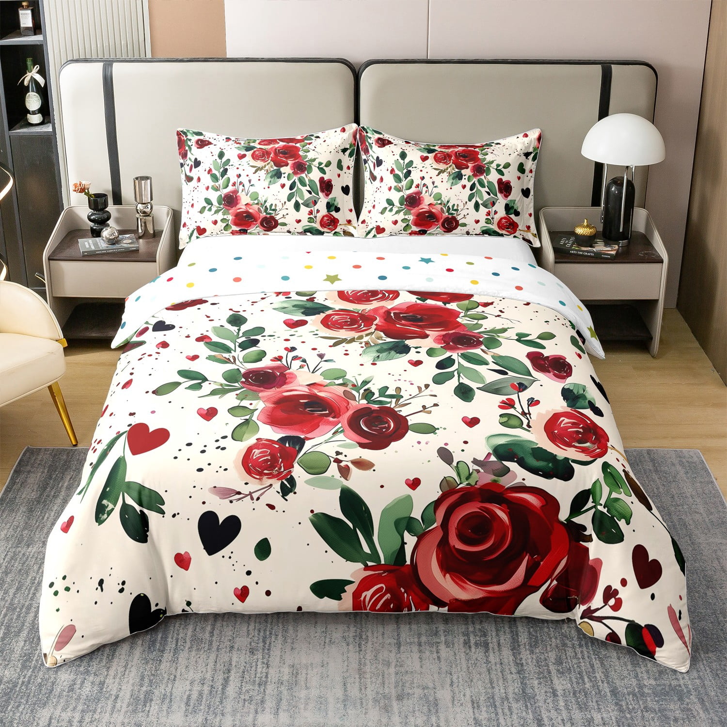 Erosebridal Chic Rose Floral 100% Cotton Comforter Cover Full, Flower ...