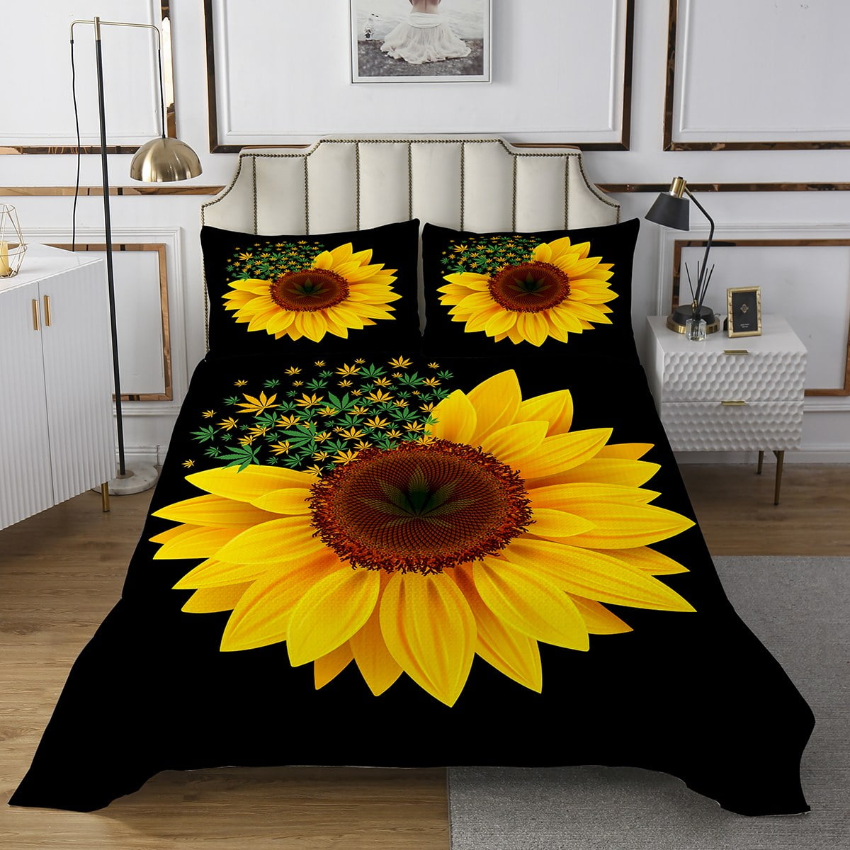 Erosebridal Chic Sunflower Coverlet Set Twin, Spring Floral Flower Bed ...