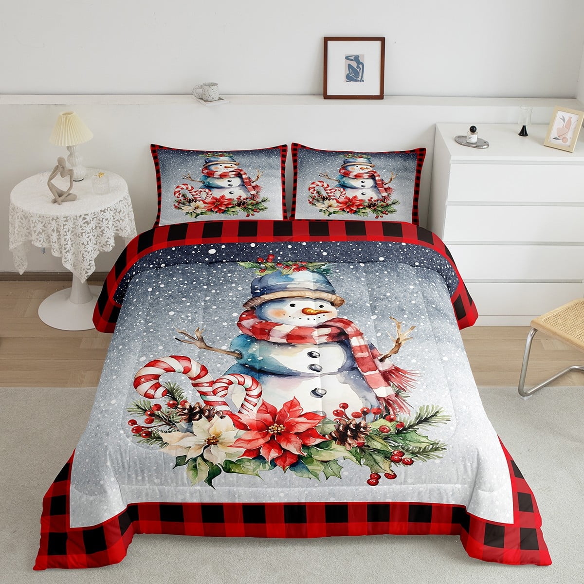 Erosebridal Christmas Bedding Snowman and Snowflake Comforter Set ...