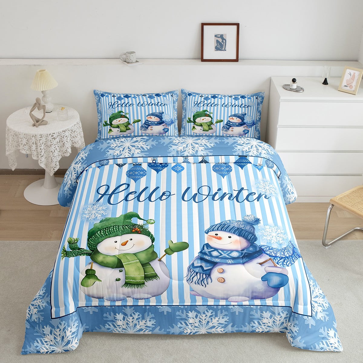 Erosebridal Christmas Snowman Bedding Sets King with Comforter, Winter ...