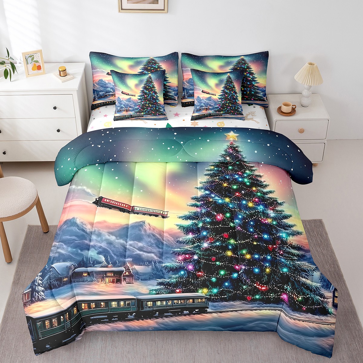 Erosebridal Christmas Tree Bedding Full Size 7pcs, New Year Gifts for ...
