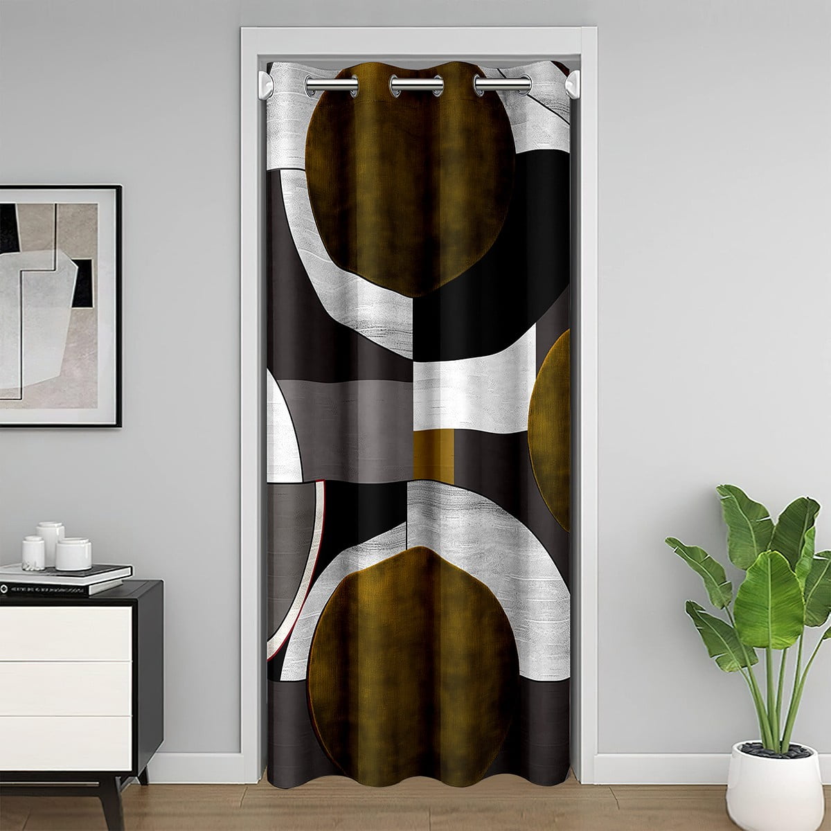 Erosebridal Circle Stripes Door Curtain Panel 80"x42",Abstract Artwork ...