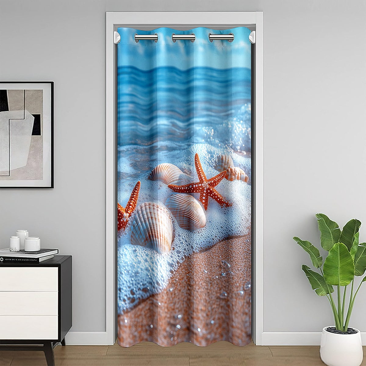 Erosebridal Coastal Marine Door Curtain Panel 34x80, Kawaii Seashell ...