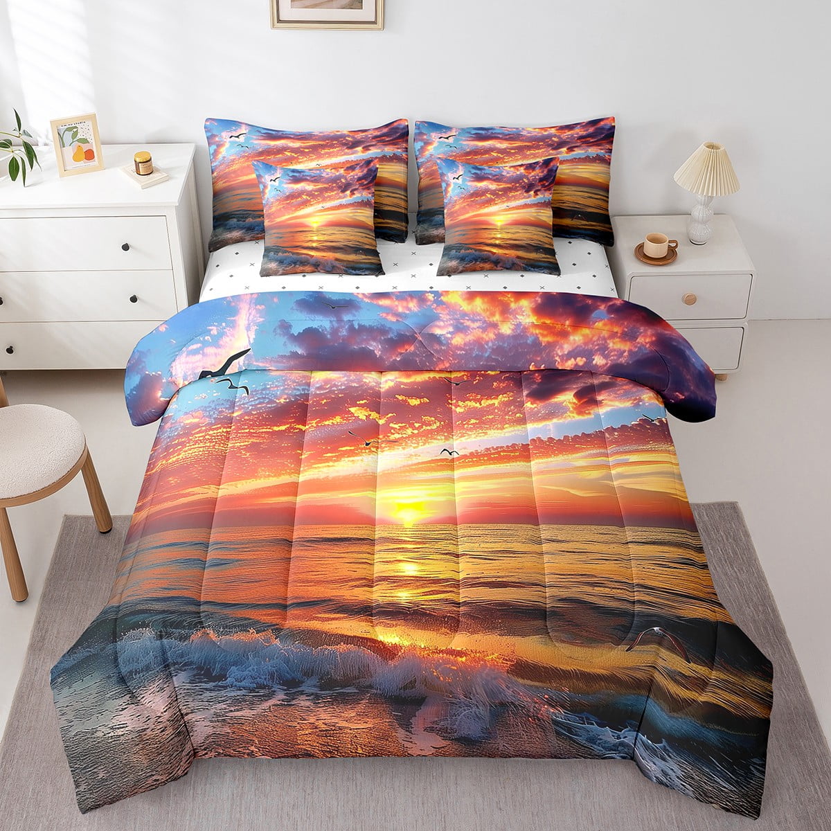 Erosebridal Coastal Ocean Bed in a Bag Twin size, Sea Waves Bed Set ...