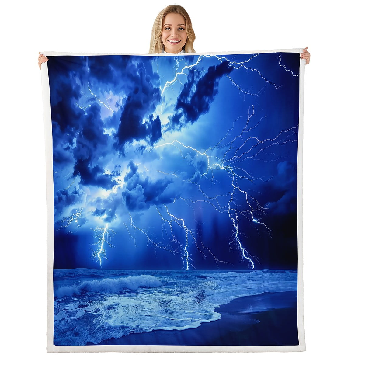Erosebridal Coastal Ocean Throw Blanket for Couch, Lightning Plush ...