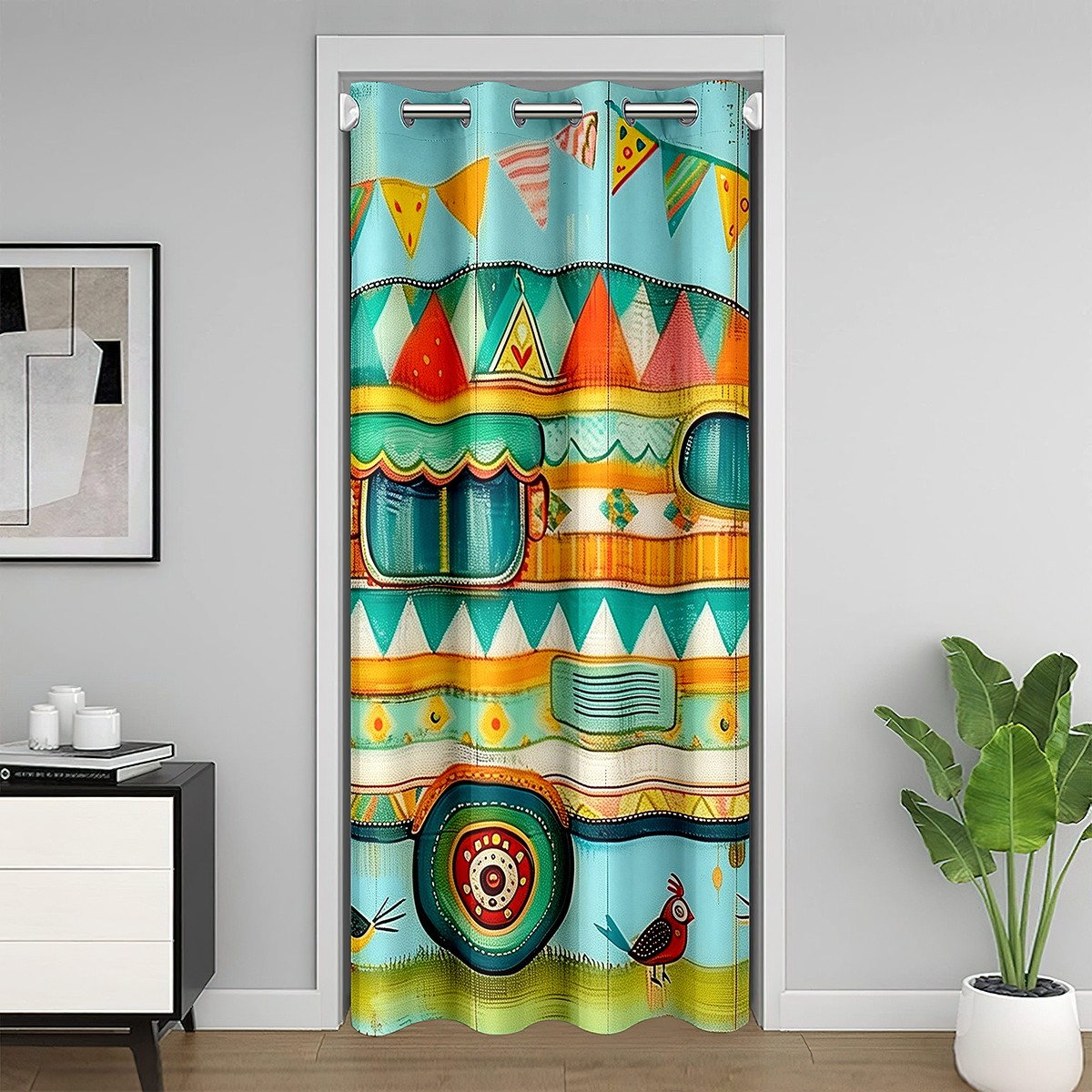 Erosebridal Colorful Camper Door Curtain Panel 84