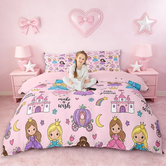 Erosebridal Colorful Cartoon Princess Queen Duvet Cover Set,Dreamy ...