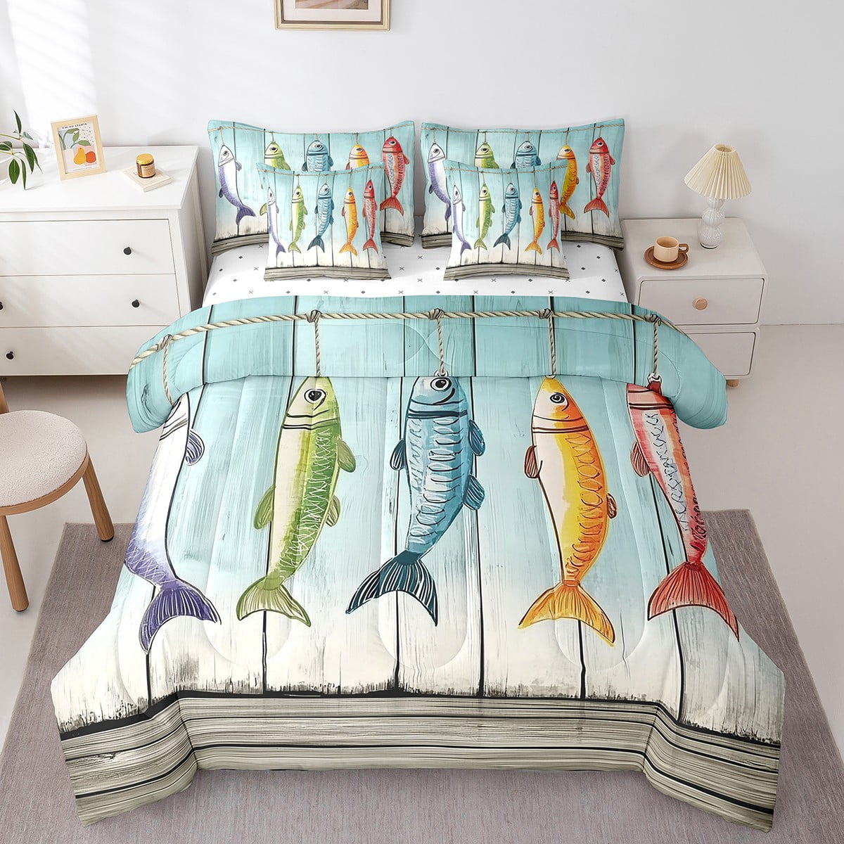 Erosebridal Colorful Fish Bed in a Bag Twin size, Hunting and Fishing ...
