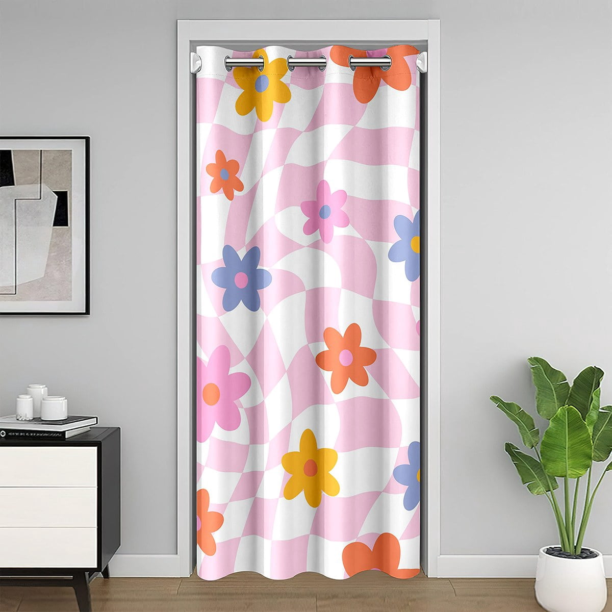 Erosebridal Colorful Flower Door Curtain For Doorways 42x80, Rectangle ...