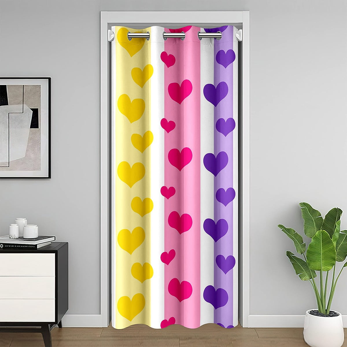 Erosebridal Colorful Heart Door Curtain For Doorways 59x80, Rainbow ...