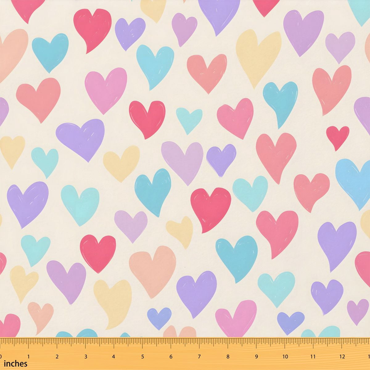 Erosebridal Colorful Heart Fabric by the Yard 2 Yards, Love Pattern ...