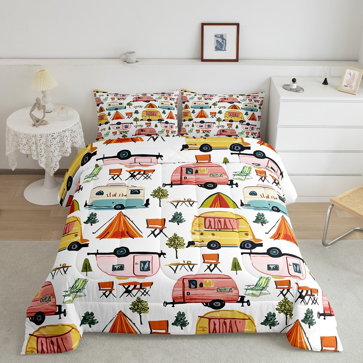 Erosebridal Colorful RV Car Bedding Full Comforter Set, Rustic Camping ...