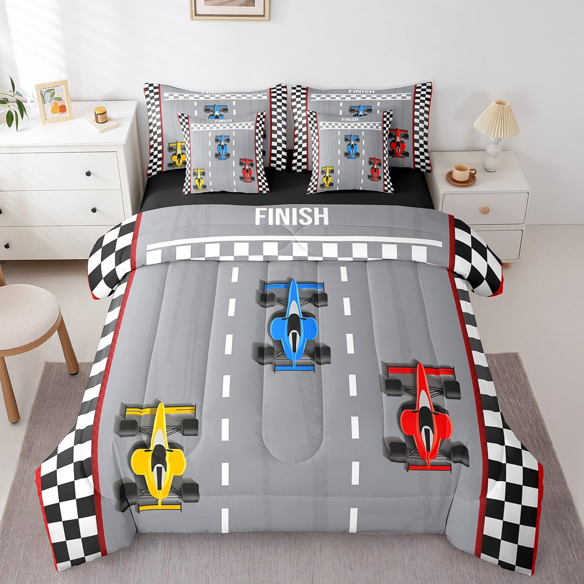Erosebridal Colorful Race Car Bed in a Bag Full Size for Teens , Racing ...