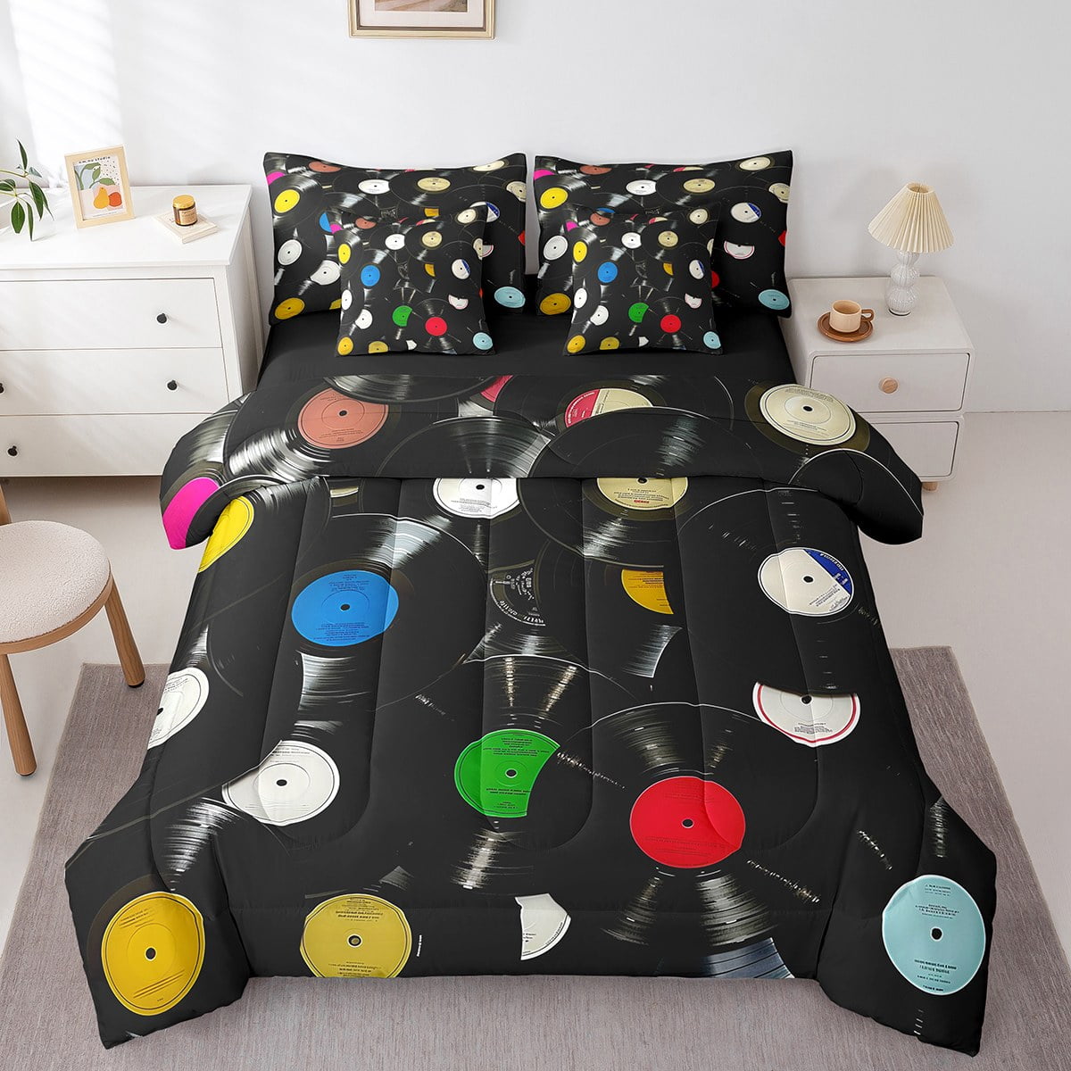 Erosebridal Colorful Vinyl Record Bed in a Bag King Size, 70s 80s 90s ...