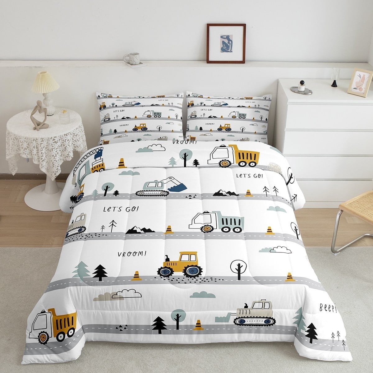 Erosebridal Construction Comforter Excavator Truck Bedding Sets Full ...