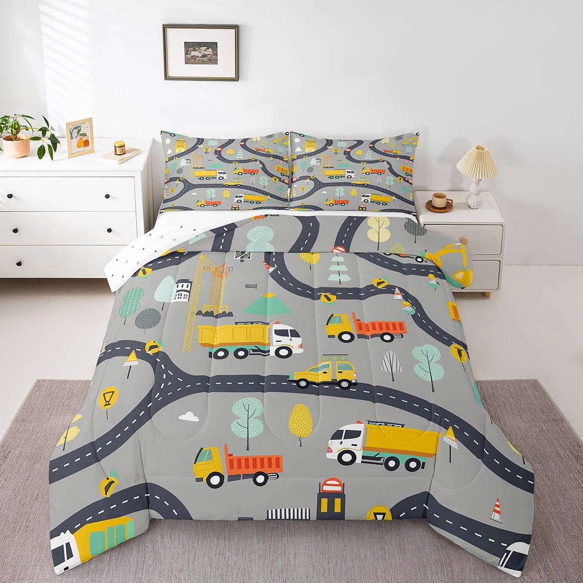 Erosebridal Construction Site Transportation Bedding Full Comforter Set ...