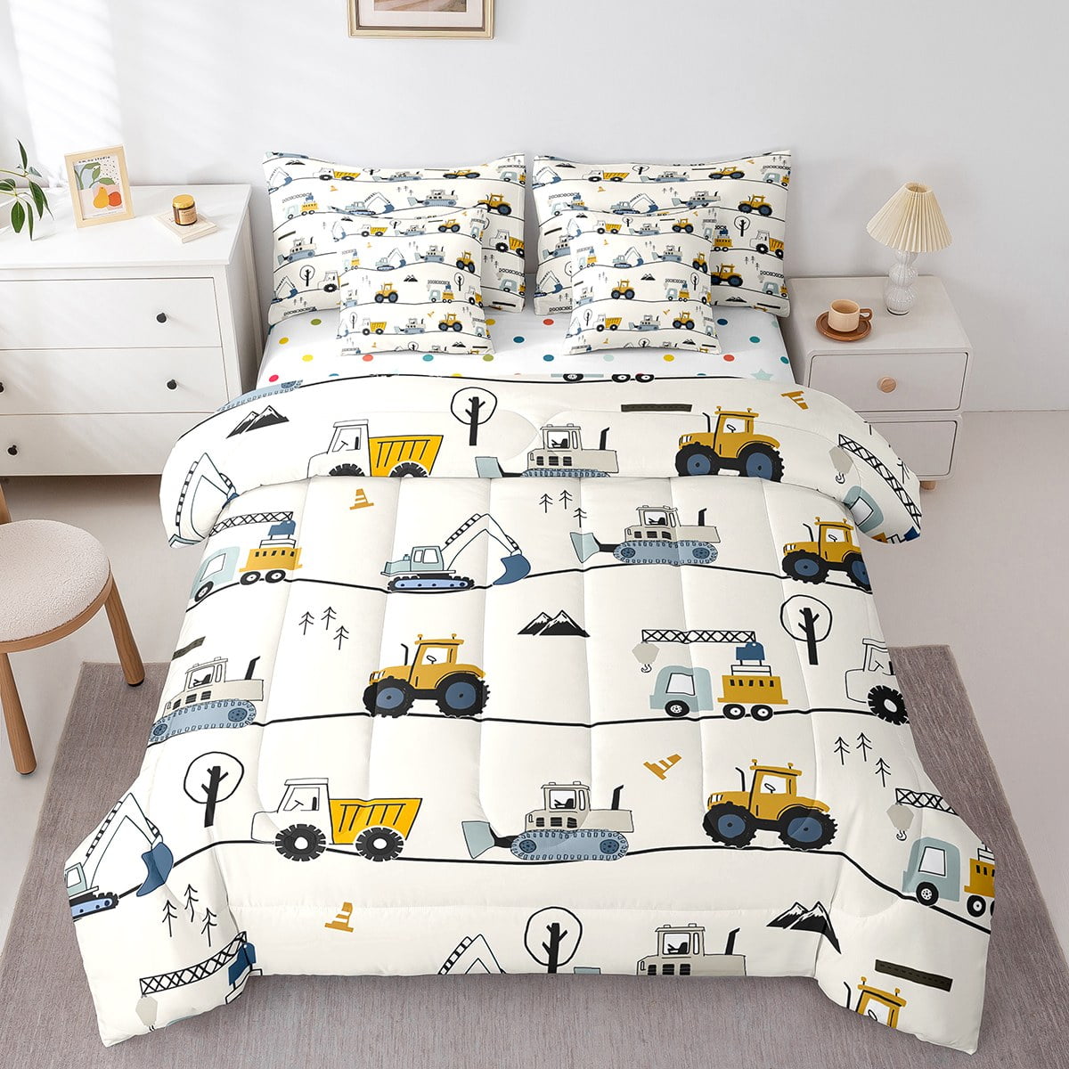 Erosebridal Construction Truck Bedding Sets Full Size, Cartoon Car ...