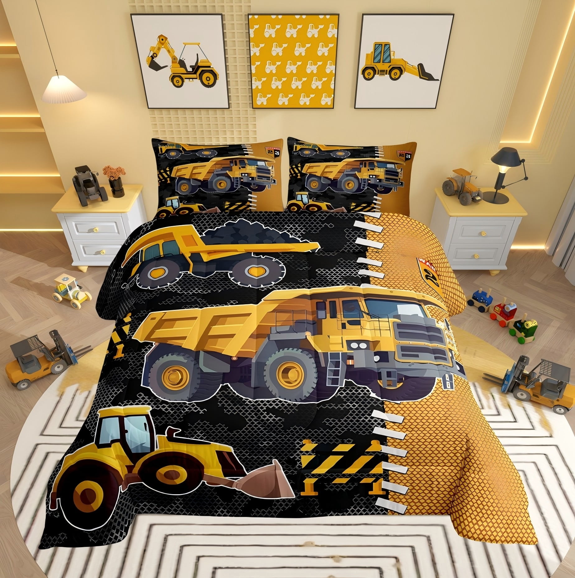 Erosebridal Construction Truck Bedding Sets Queen with Comforter ...