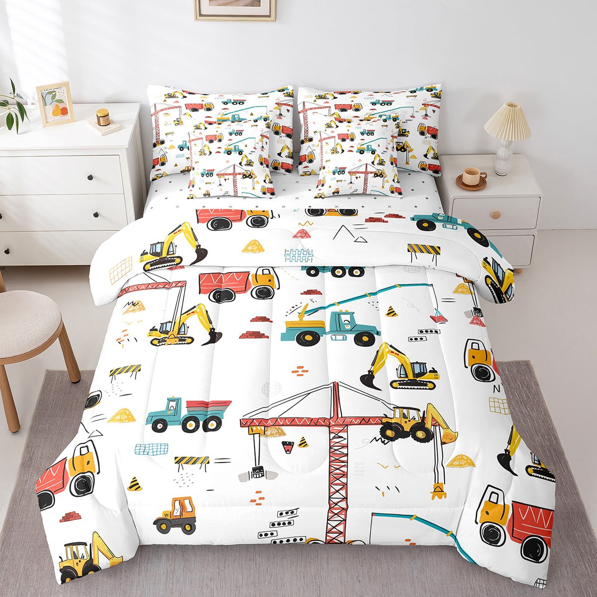 Erosebridal Construction Truck Bedding Sets Twin Size, Cartoon ...