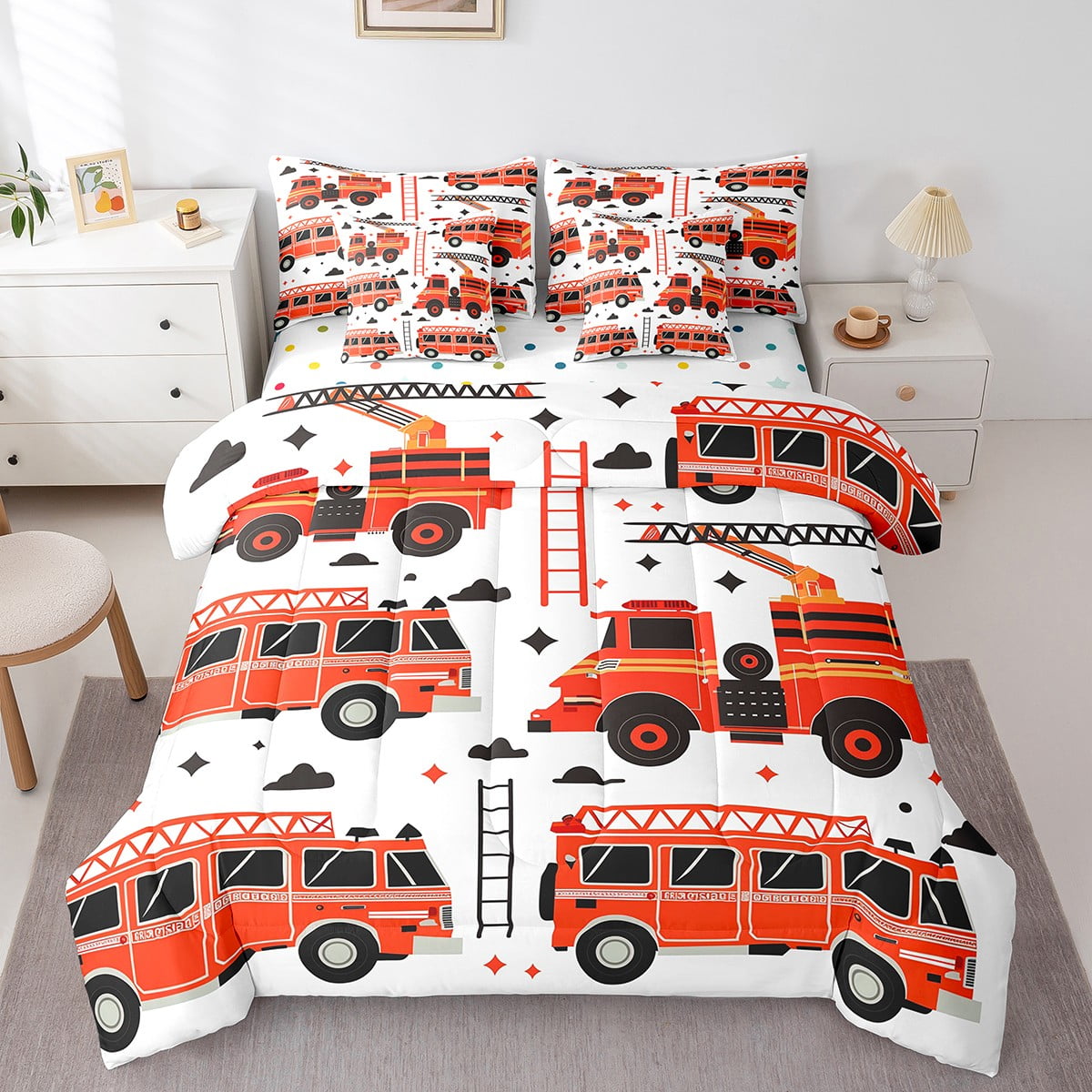Erosebridal Construction Truck Bedding Sets Twin Size, Cartoon Vehicle ...