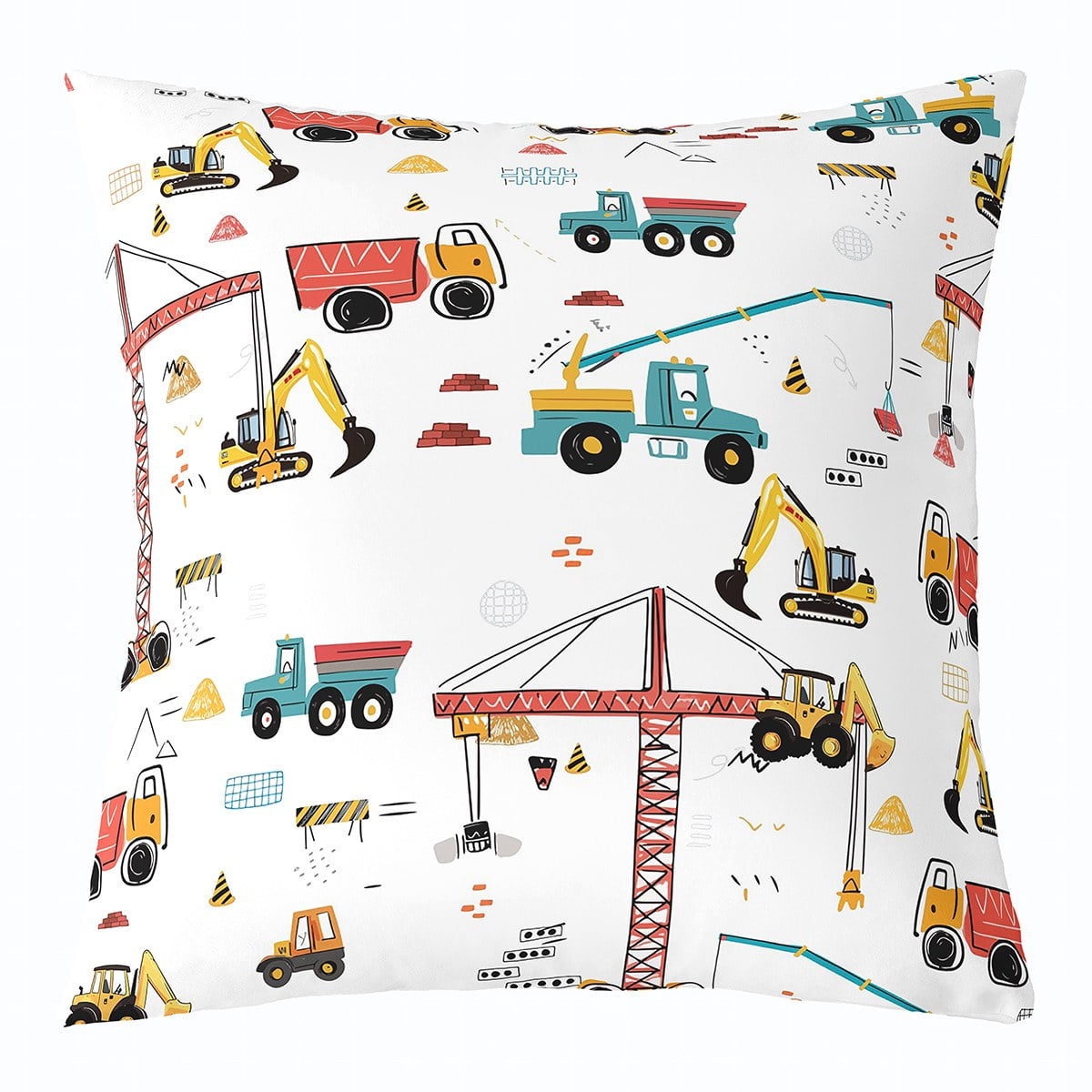 Erosebridal Construction Truck Pillow Cases, Cartoon Excavator Cushion Covers 20x20, Tractor ...