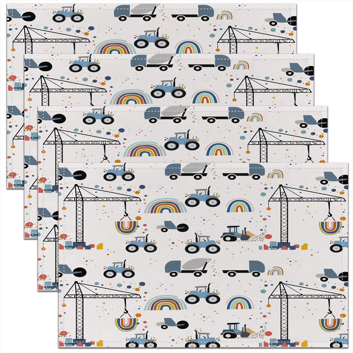 Erosebridal Construction Truck Placemats Set of 4, Cartoon Rainbow ...